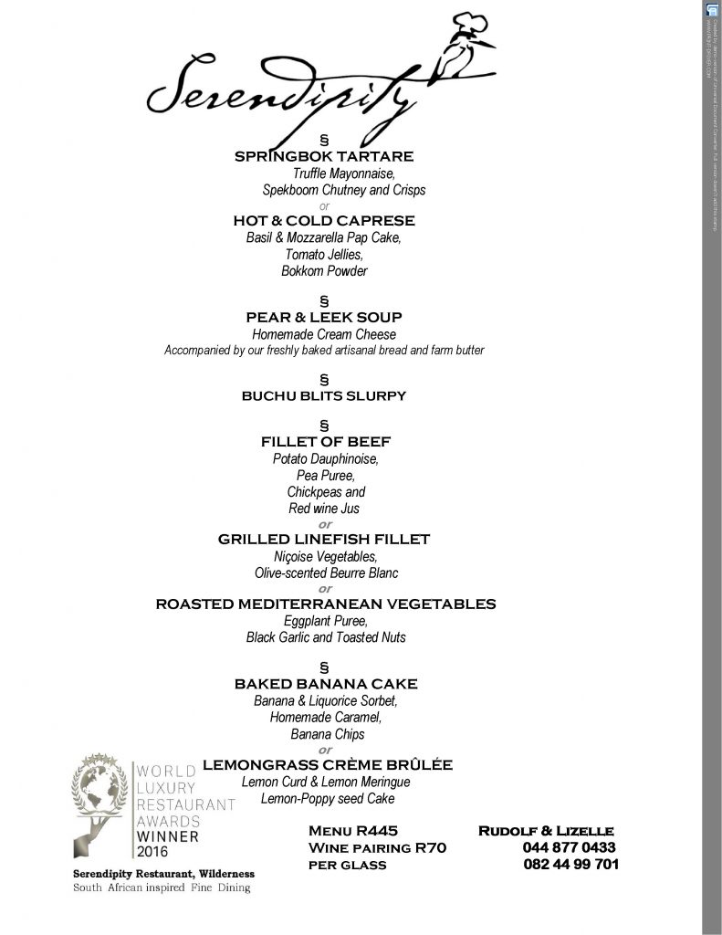 Menu April 2017 – Serendipity Restaurant Luxury Guest House ...